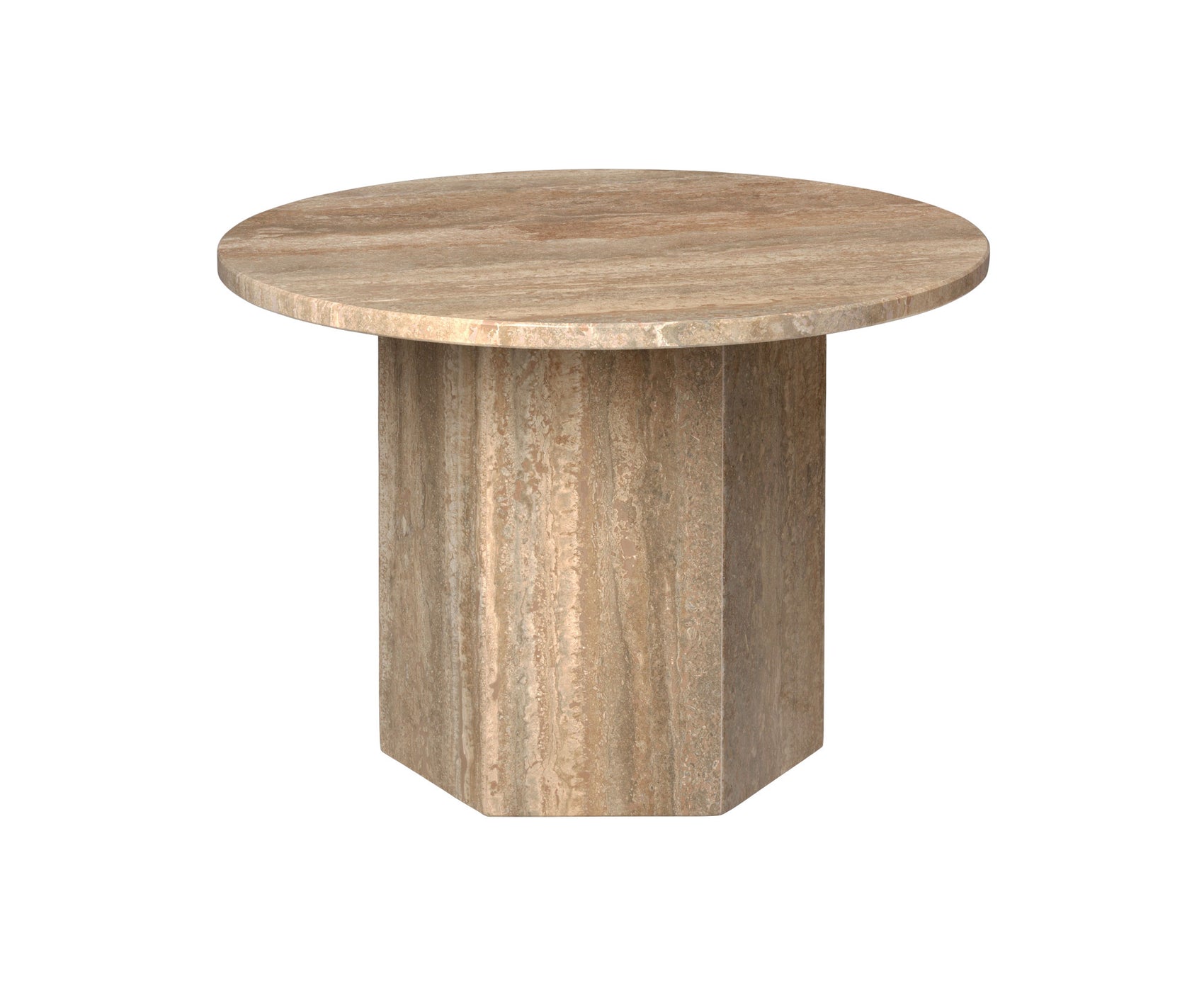 Gubi Epic Coffee Table - Round Ø60 Travertine by GamFratesi | DSHOP