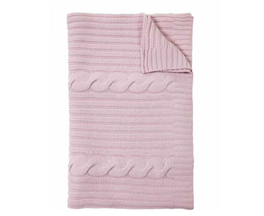 Roma Cable Knit Cashmere Throw - Pink by Rani Arabella | DSHOP