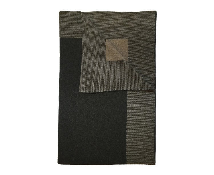 Darien Cashmere Throw - Anthracite / Beige